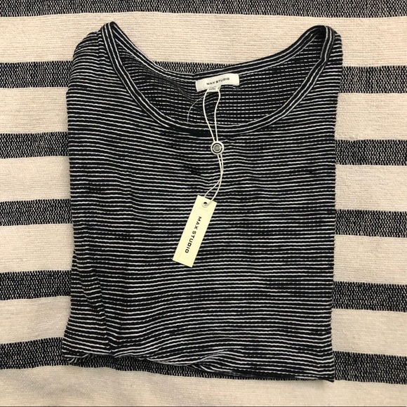 Max Studio | Tops | Striped Textured Tee | Poshmark